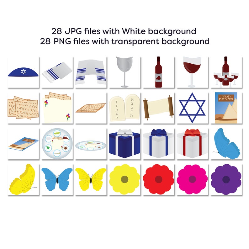 Passover Clipart Set, Printable Jewish Holiday Stickers Matzah ...