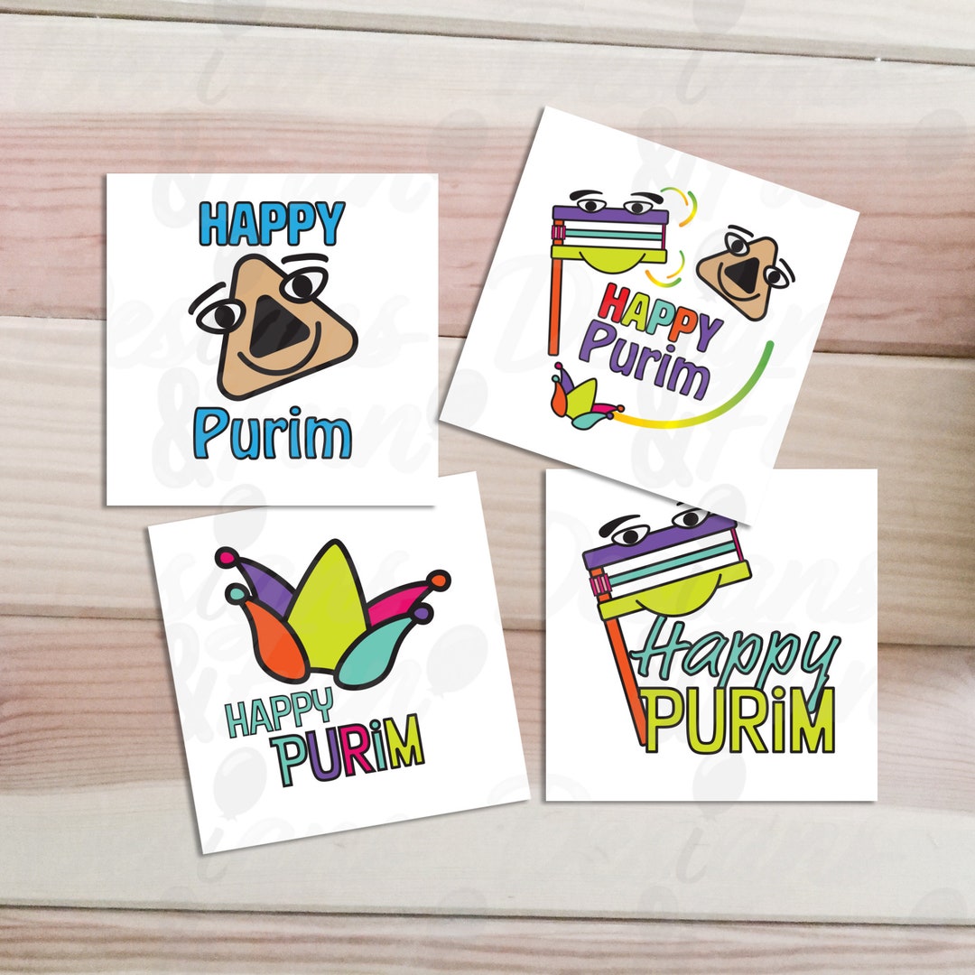 Funny printable PURIM tags set, Téléchargement numérique Purim panier ...