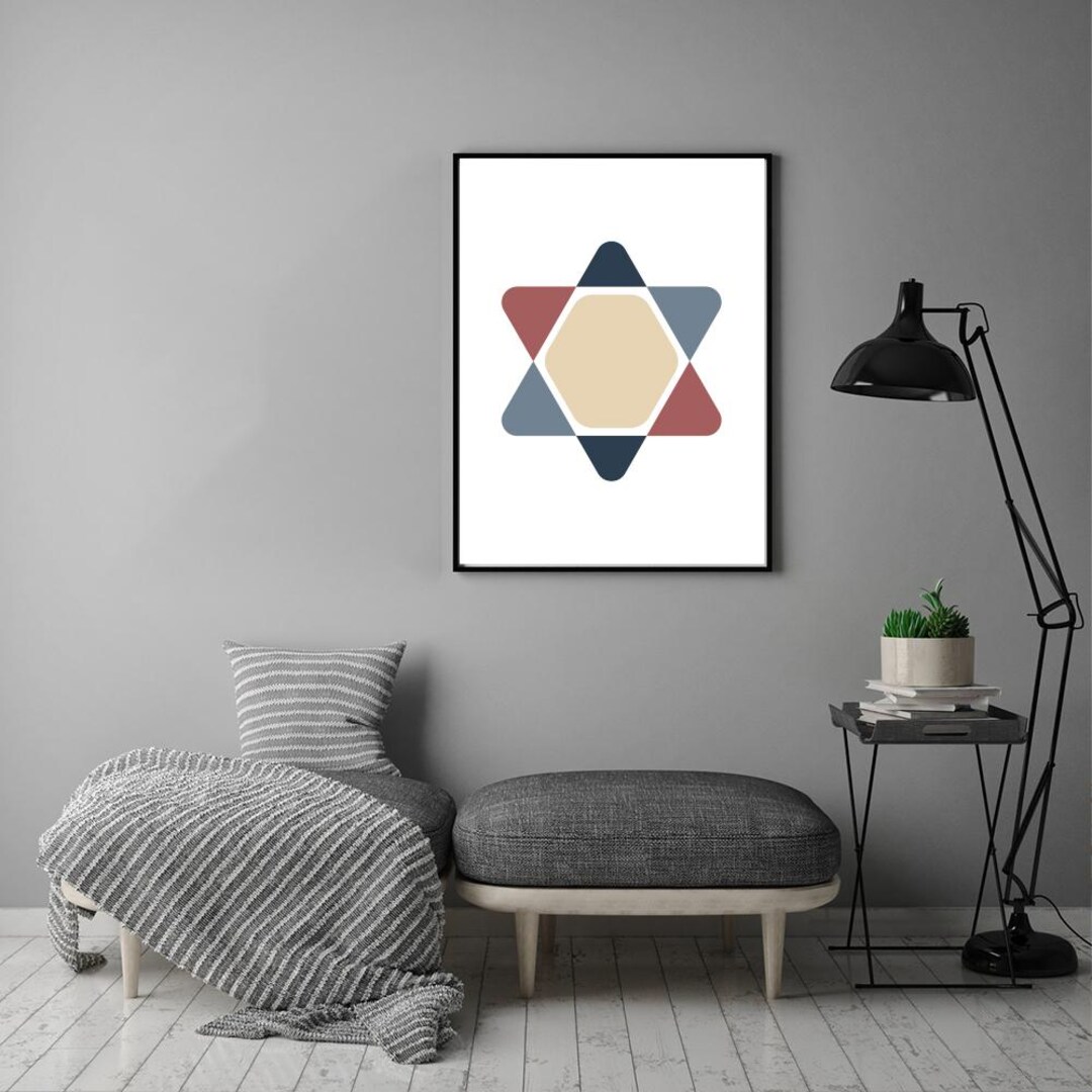 Star of David Printable Vintage Style Wall Art, Modern Magen David Poster, Jewish Decor - Etsy