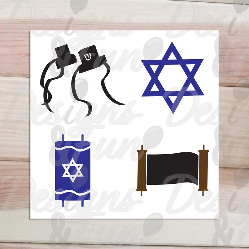 Torah Scroll, Tefillin and Star of David SVG Cut Files, Jewish SVG and ...