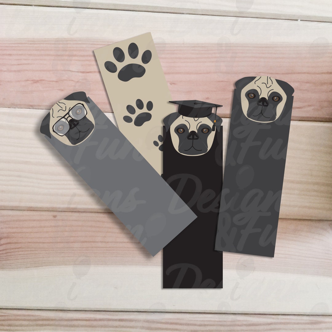 Printable Pug Bookmarks: DIY Gift Set (digital Download) - Etsy