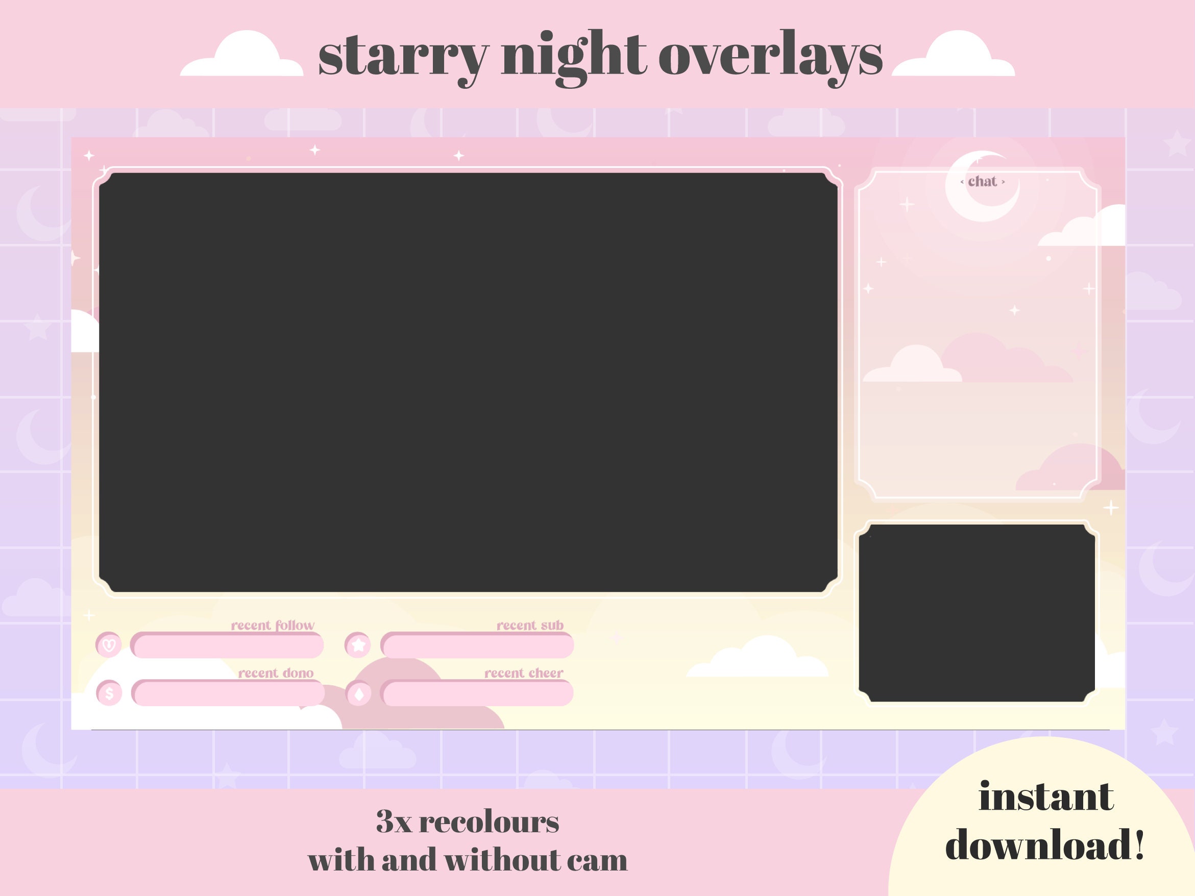 Twitch Stream Overlays Pastel Starry Night Overlays / - Etsy Canada