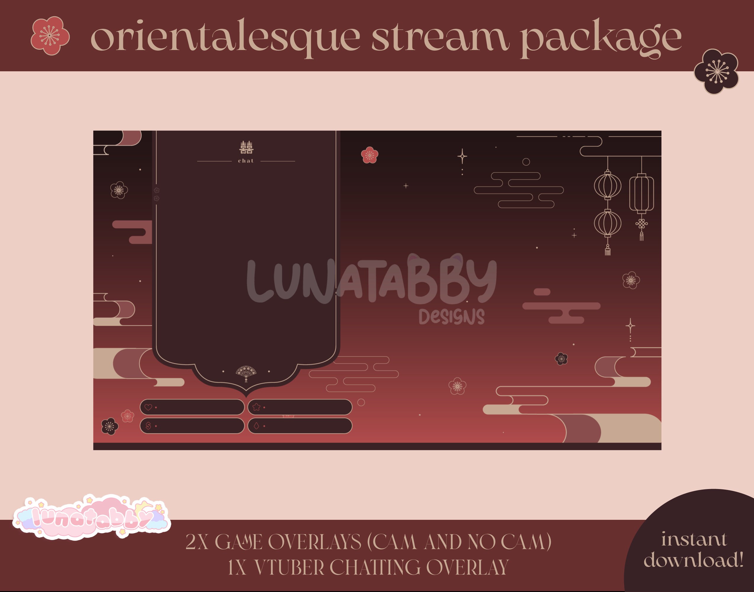 Twitch Stream Graphics Orientalesque Set Overlay / Oriental / Chinese ...