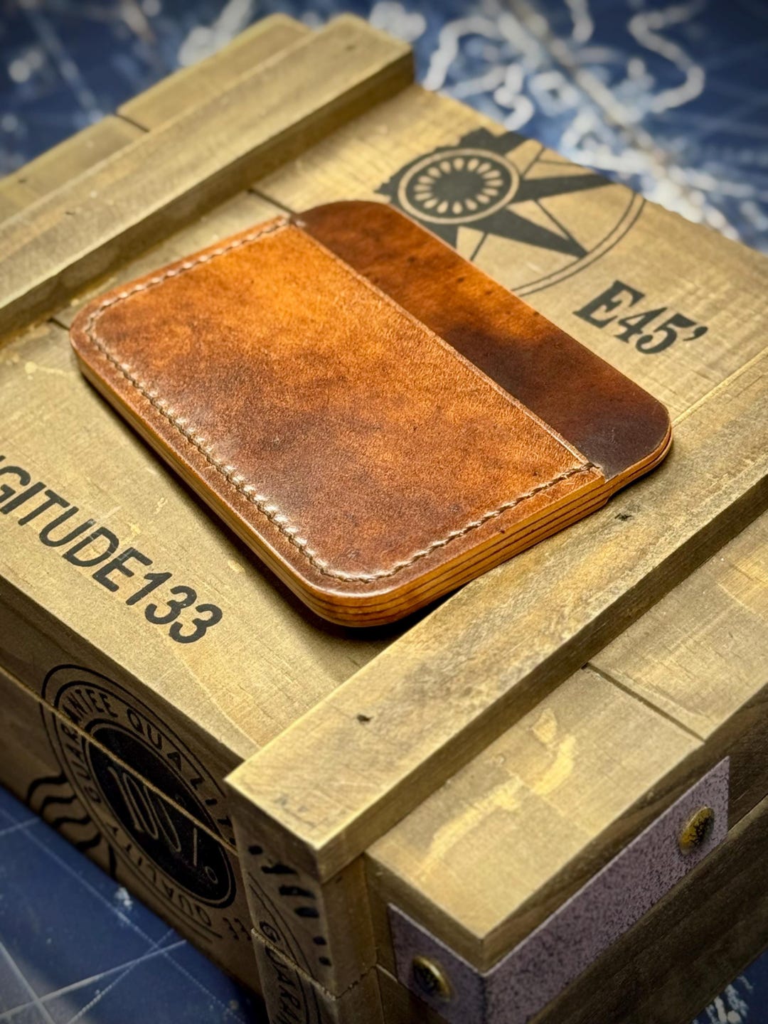 Shell Cordovan Leather Card Holder: Hand Stitched Minimalist Wallet ...