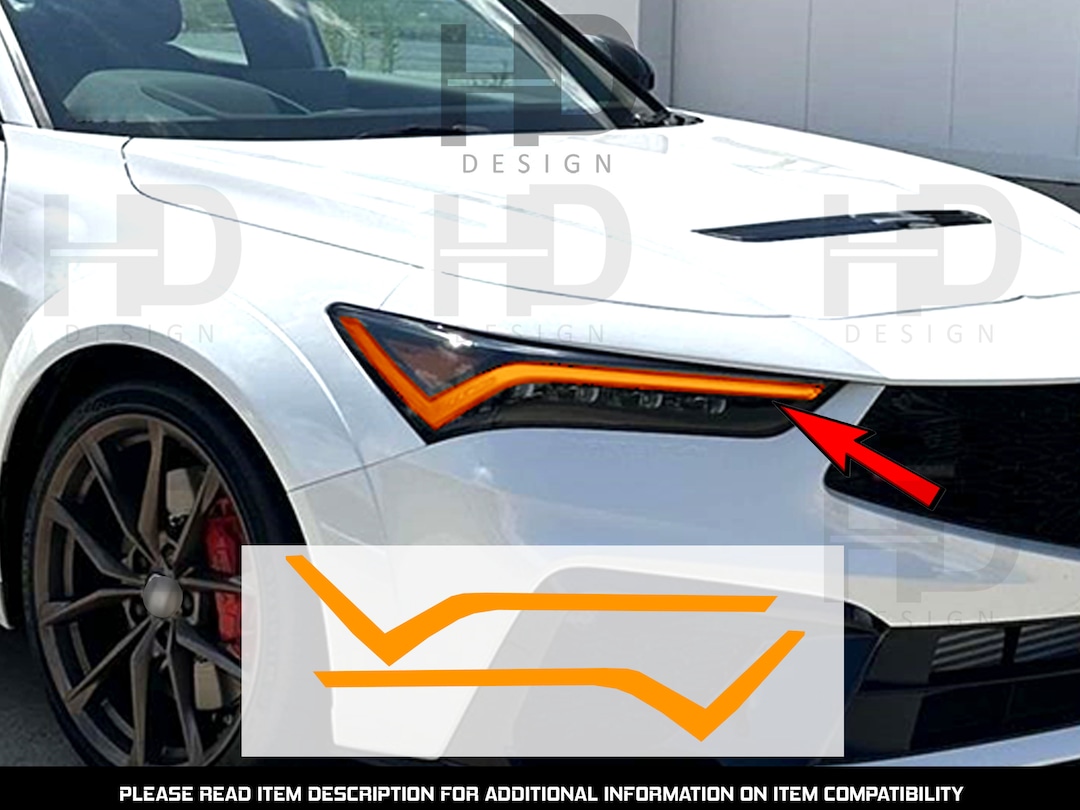 HDUSA Headlight DRL Front Tint Overlay Orange Yellow Precut Vinyl ...