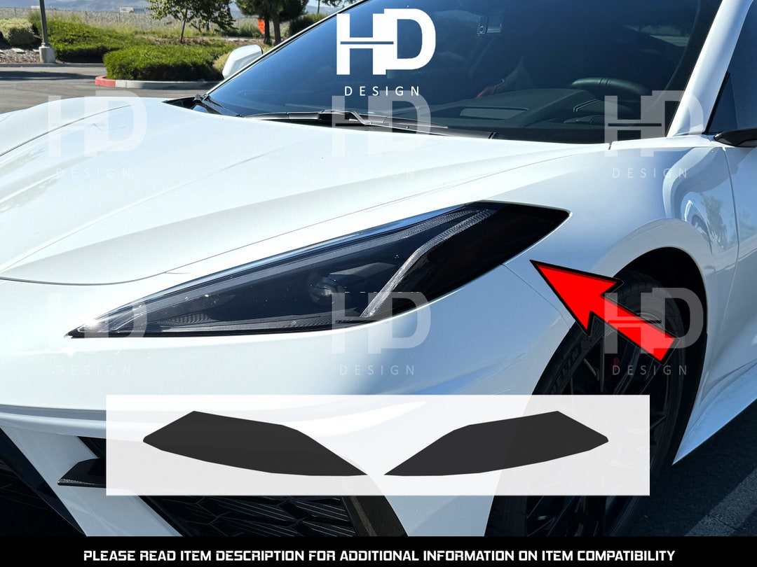 HDUSA C8 Headlight Front Side Marker Dark Black Out Vinyl Tint Overlay ...