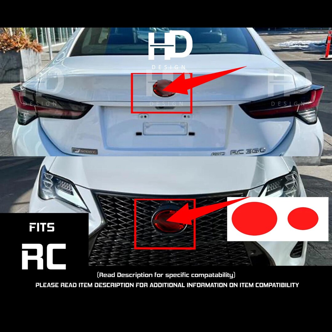 HDUSA for Lexus RC 2019-2025 Front and Rear Emblem Area Red Tint Dark ...