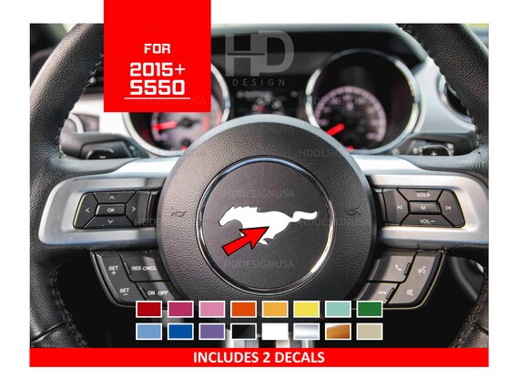 Fits 2015 2023 Mustang S550 Horse Steering Wheel Vinyl Decal Overlay Custom Color Sticker Interior Car Accessories For Ecoboost GT V6