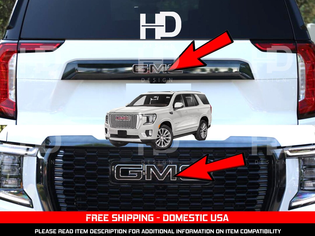 HDUSA Inlay Decals Fits 2021-2024 Yukon Emblem Front Grille Rear Area ...