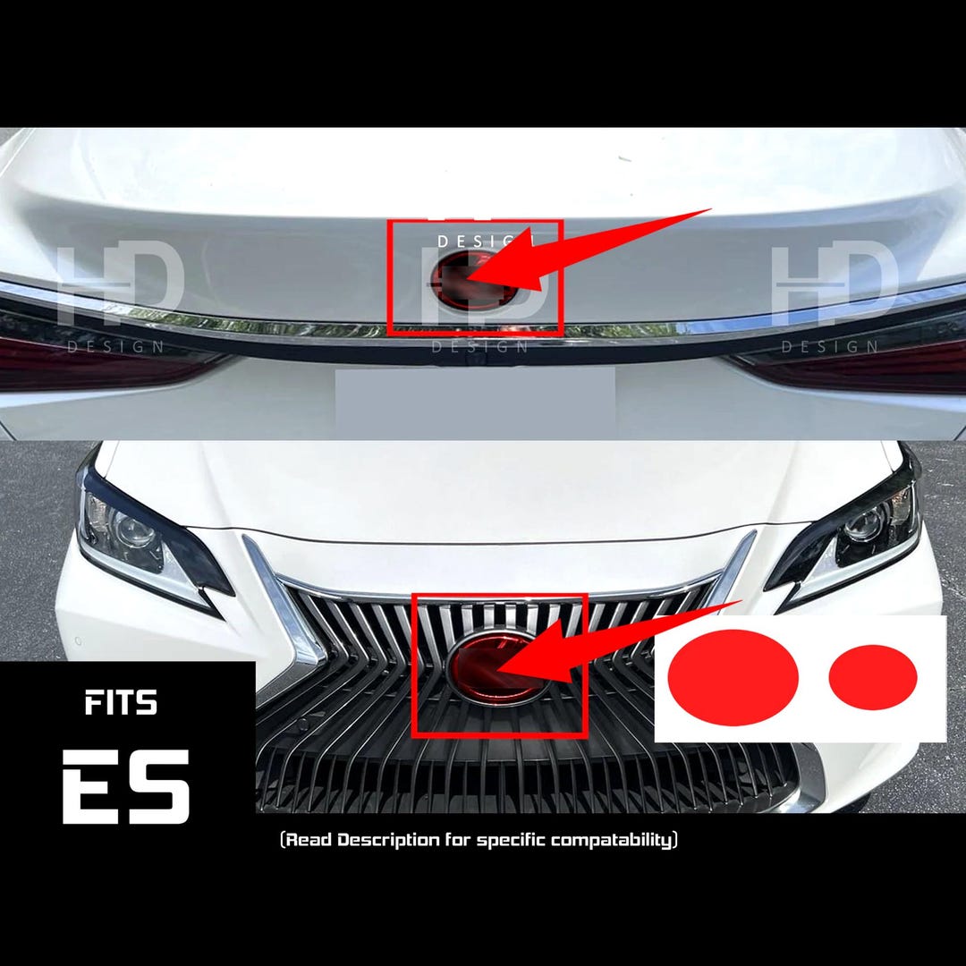 HDUSA for Lexus ES 2019-2025 Front and Rear Emblem Area Red Tint Dark ...