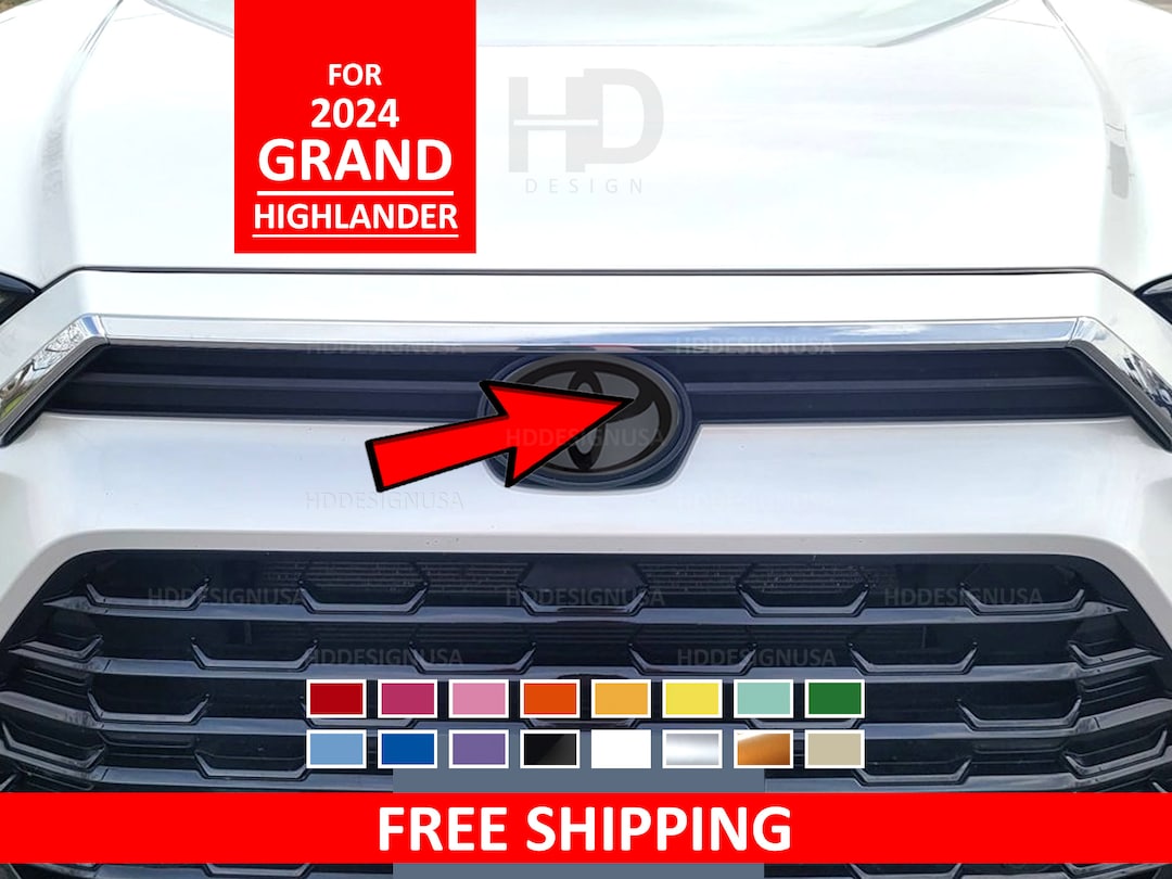 Fits Toyota GRAND Highlander 2024 Front Emblem Oval Vinyl Decal Overlay ...