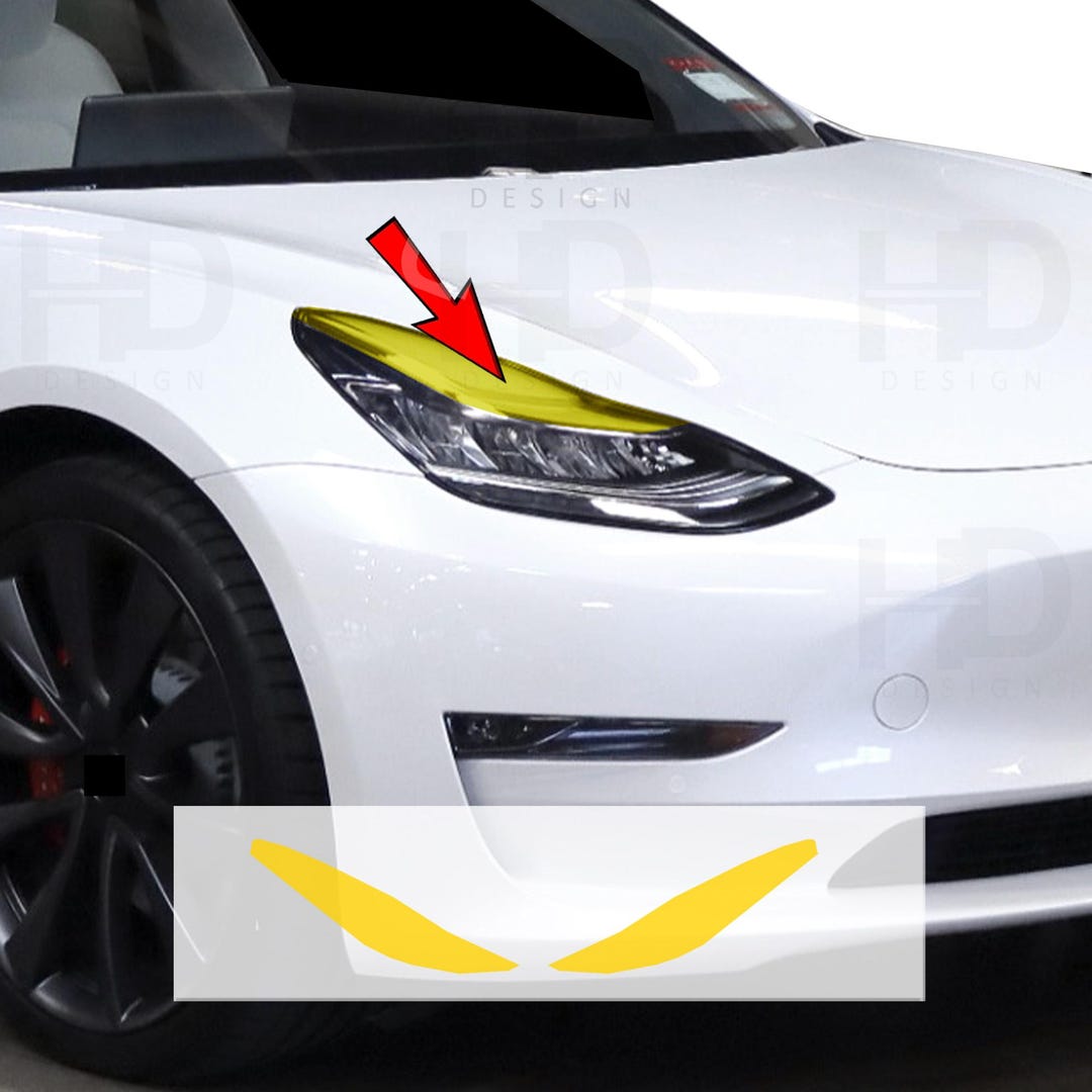 HDUSA Fits Tesla Model 3 & Y 2017-2024 Headlight Eyelid Drl Yellow Red ...