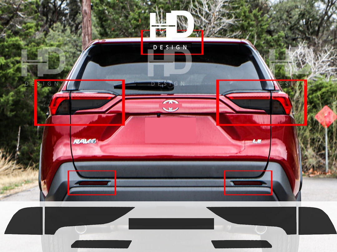 HDUSA for RAV4 2019-2025 Tail Light Precut Rear Dark Vinyl Tint Decals ...