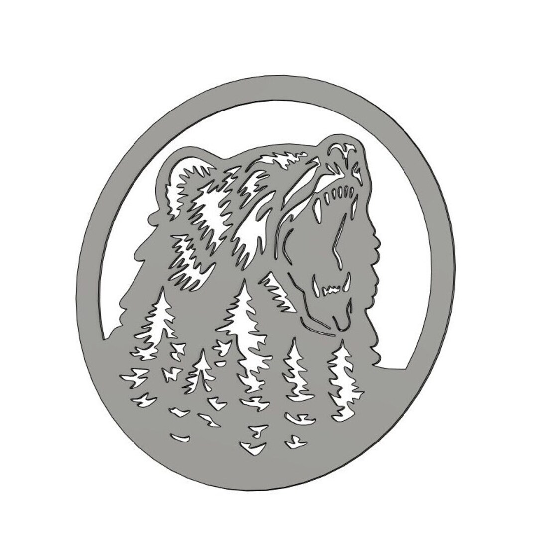 Growling Bear DXF File - Etsy