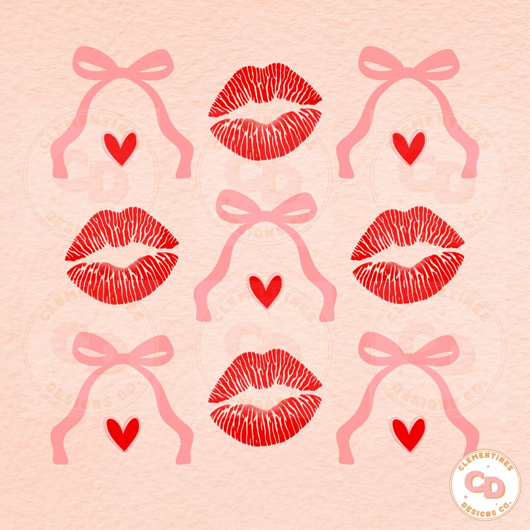 Coquette Kissy Lips Valentine PNG: Trendy Love Design (digital Download ...