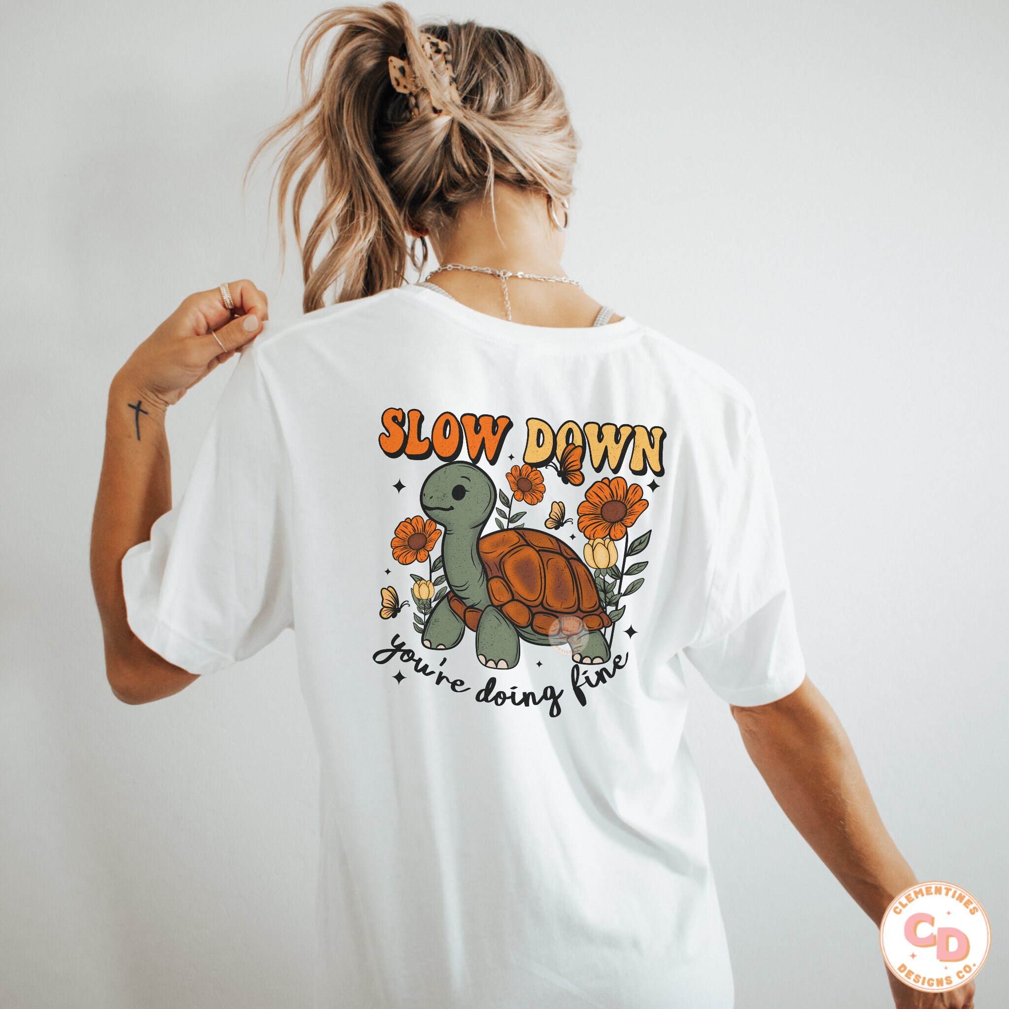 Slow Down Turtle PNG: Retro Positive Quote Design (digital Download) - Etsy