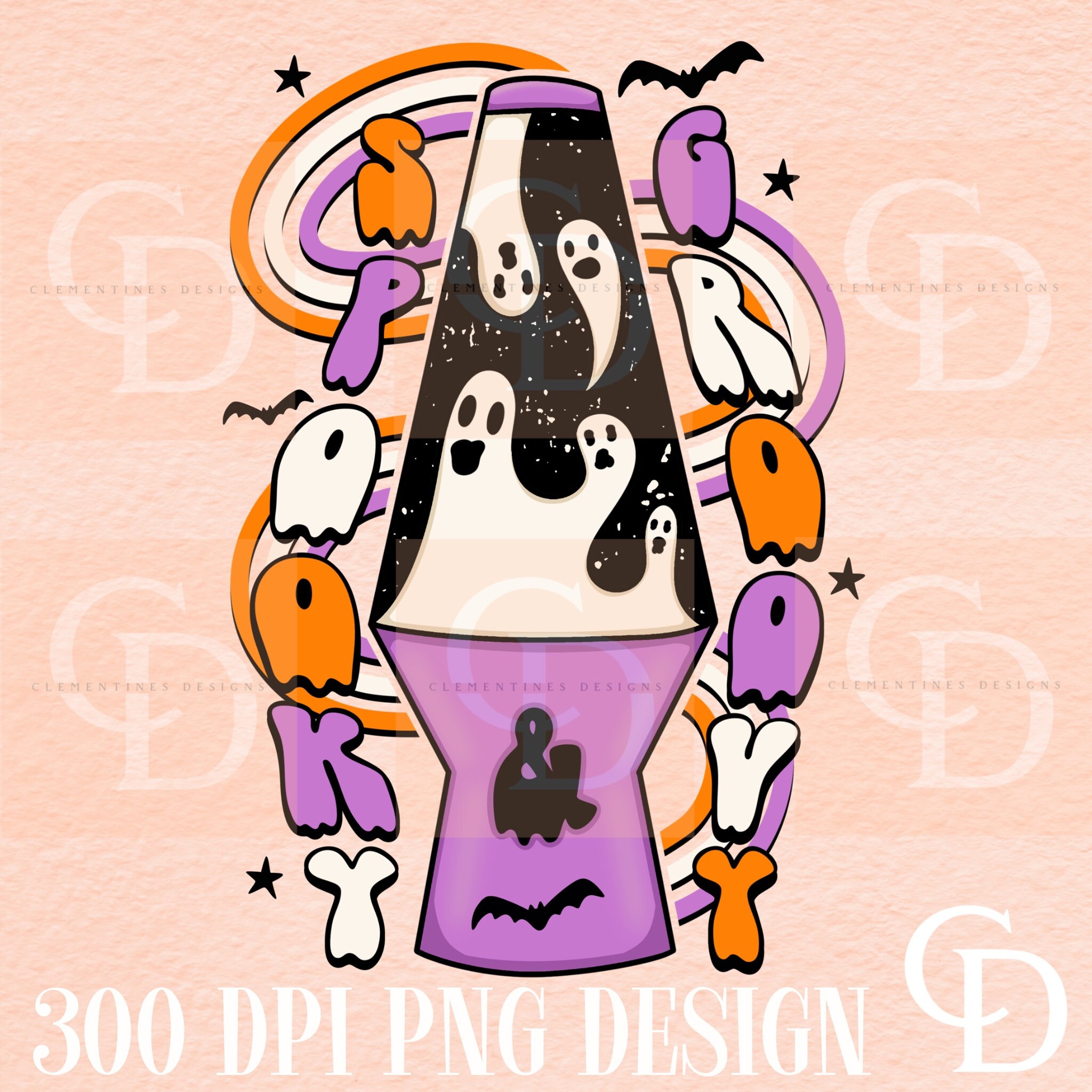 Retro Spooky Ghost Lava Lamp PNG: Halloween Sublimation Design (digital ...