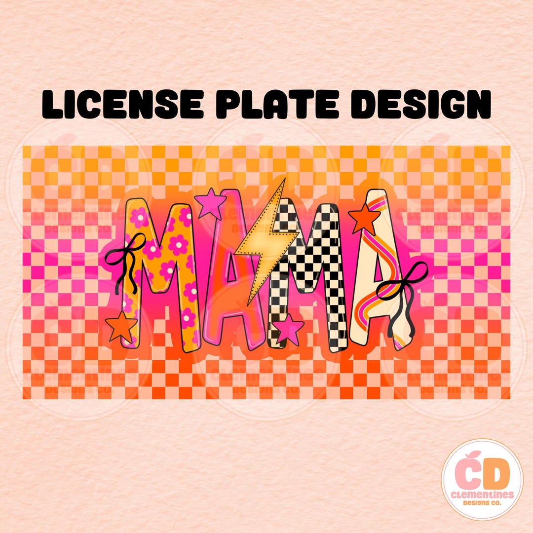Mama License Plate PNG Design: Checkered Car Plate (digital Download ...