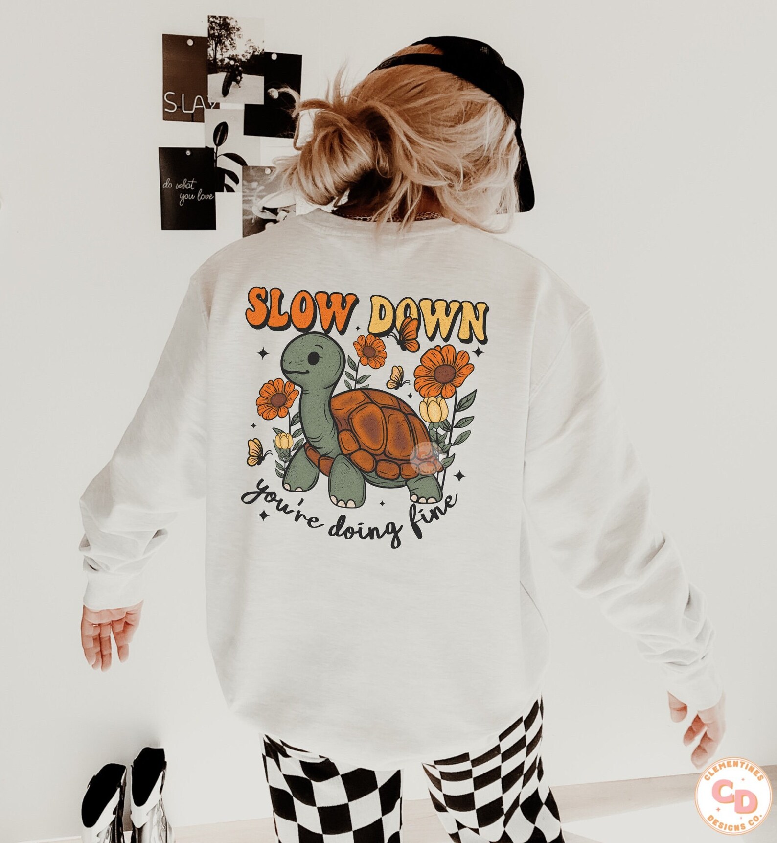 Slow Down Turtle PNG: Retro Positive Quote Design (digital Download) - Etsy