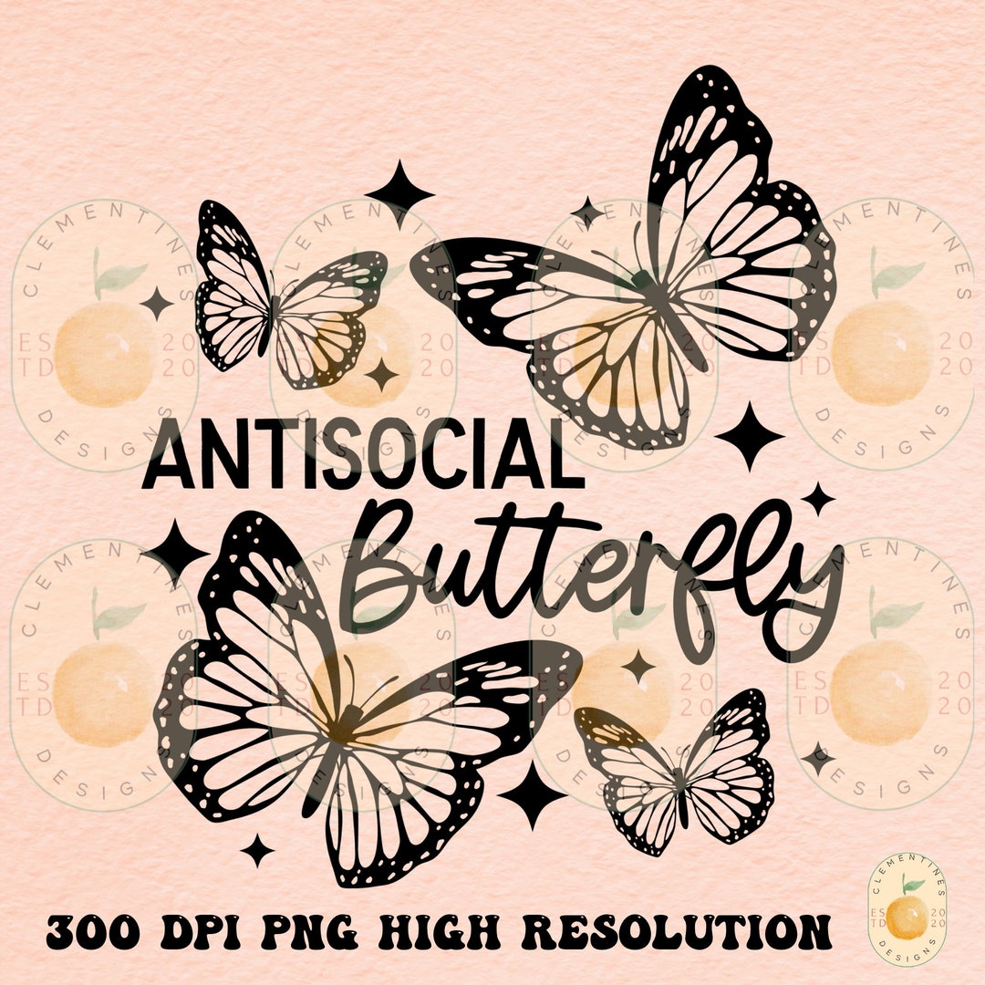 Antisocial Butterfly Png-digital Design-antisocial Png Design,retro ...