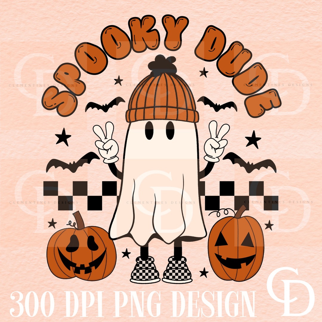 Spooky Dude Halloween PNG: Retro Ghost Sublimation Design (digital ...