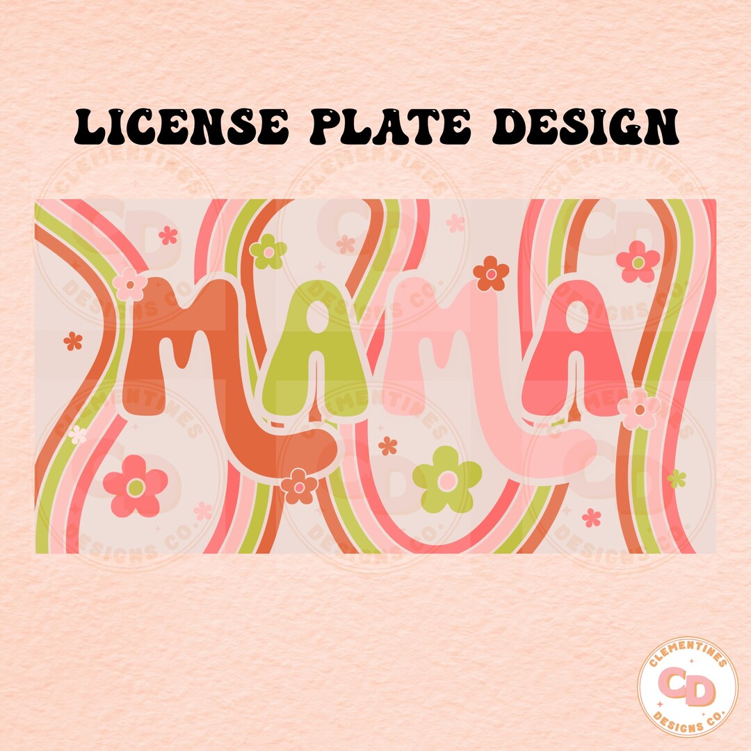 Retro Mama License Plate Design: Sublimation Car Plate (PNG) - Etsy