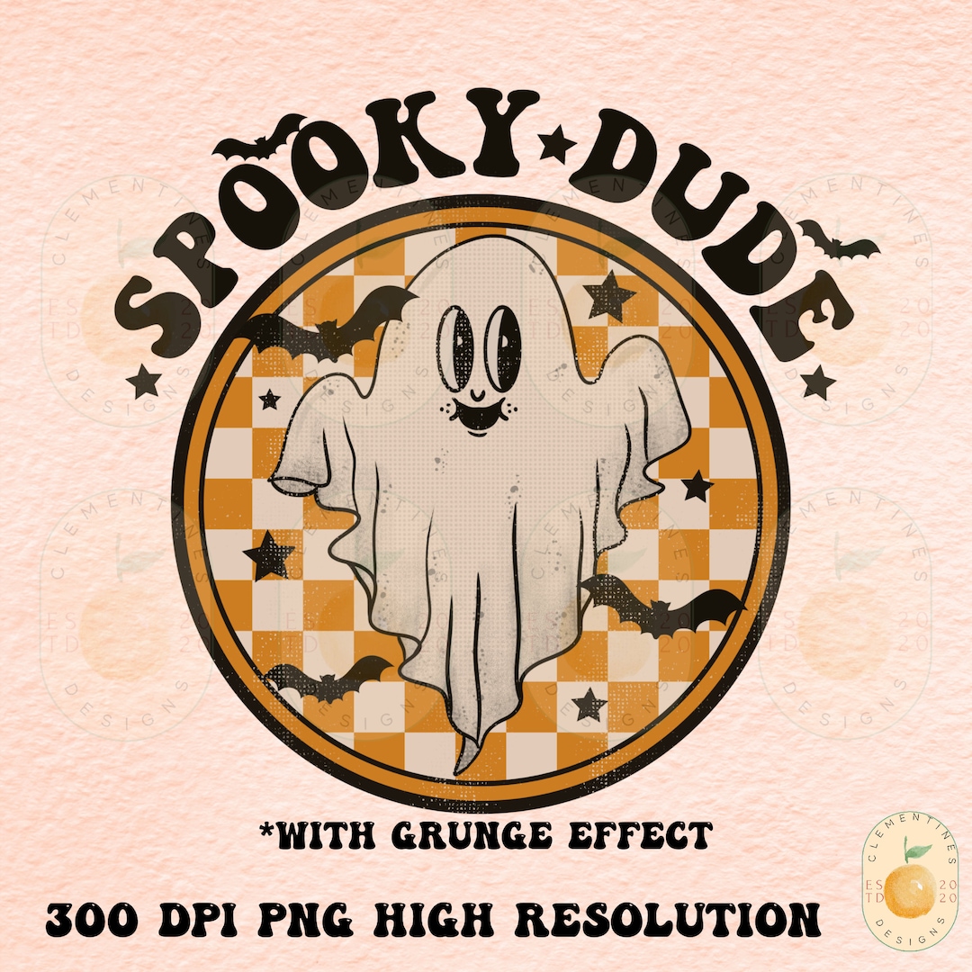 Spooky Dude Ghost PNG: Retro Halloween Sublimation Design (digital ...