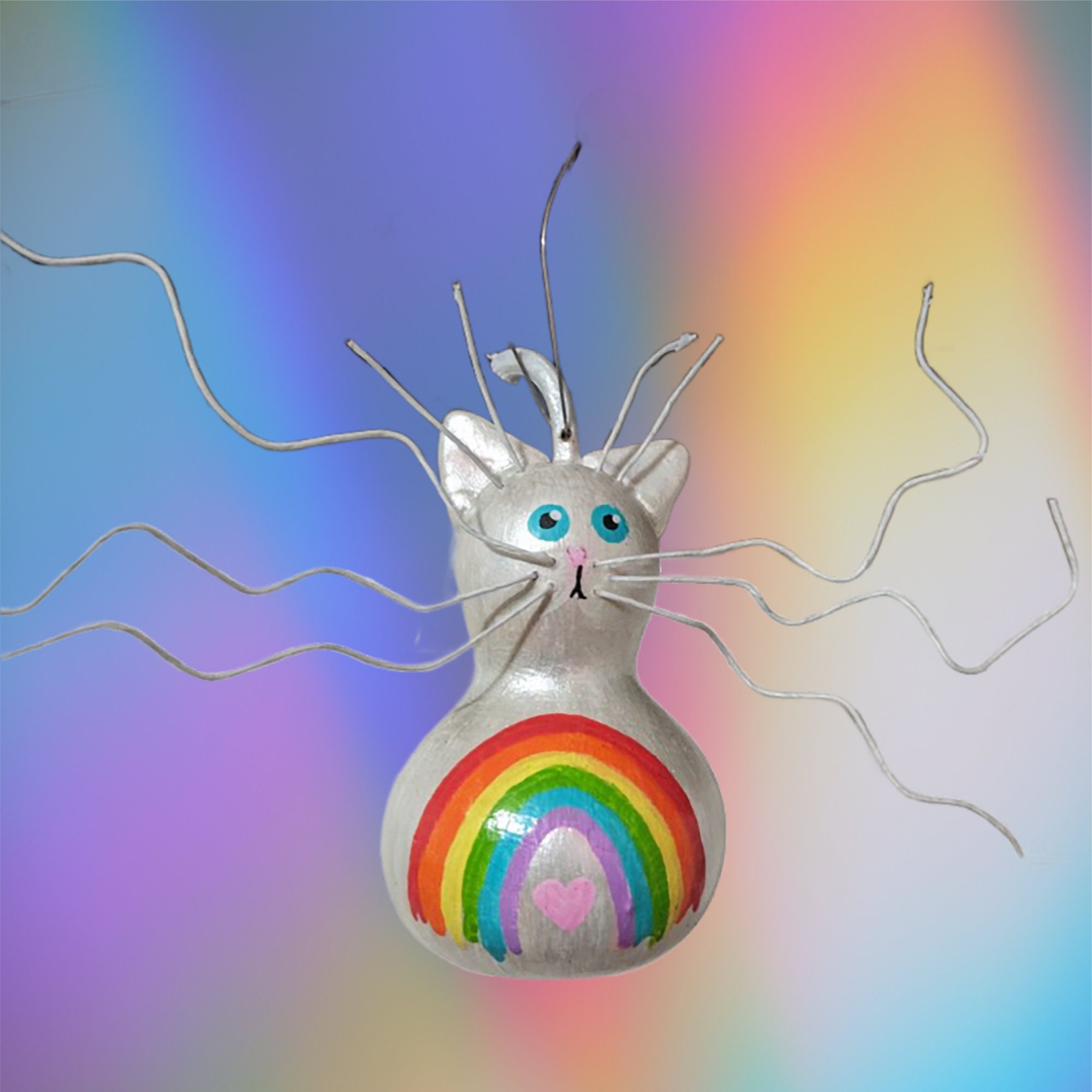 Hand-painted Rainbow Pride Gourd Cat Statue Figurines That - Etsy