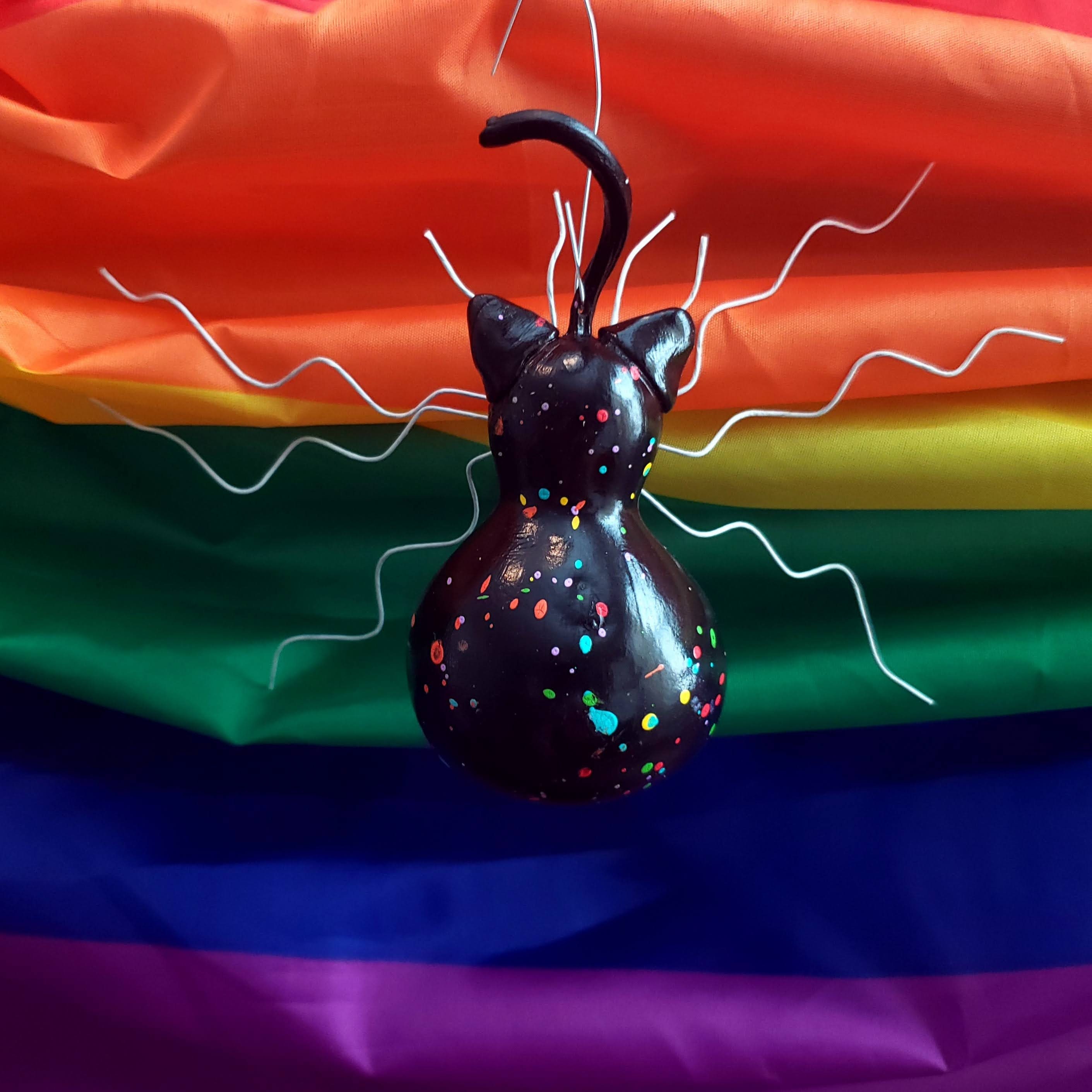 Hand-painted Rainbow Pride Gourd Cat Statue Figurines That - Etsy