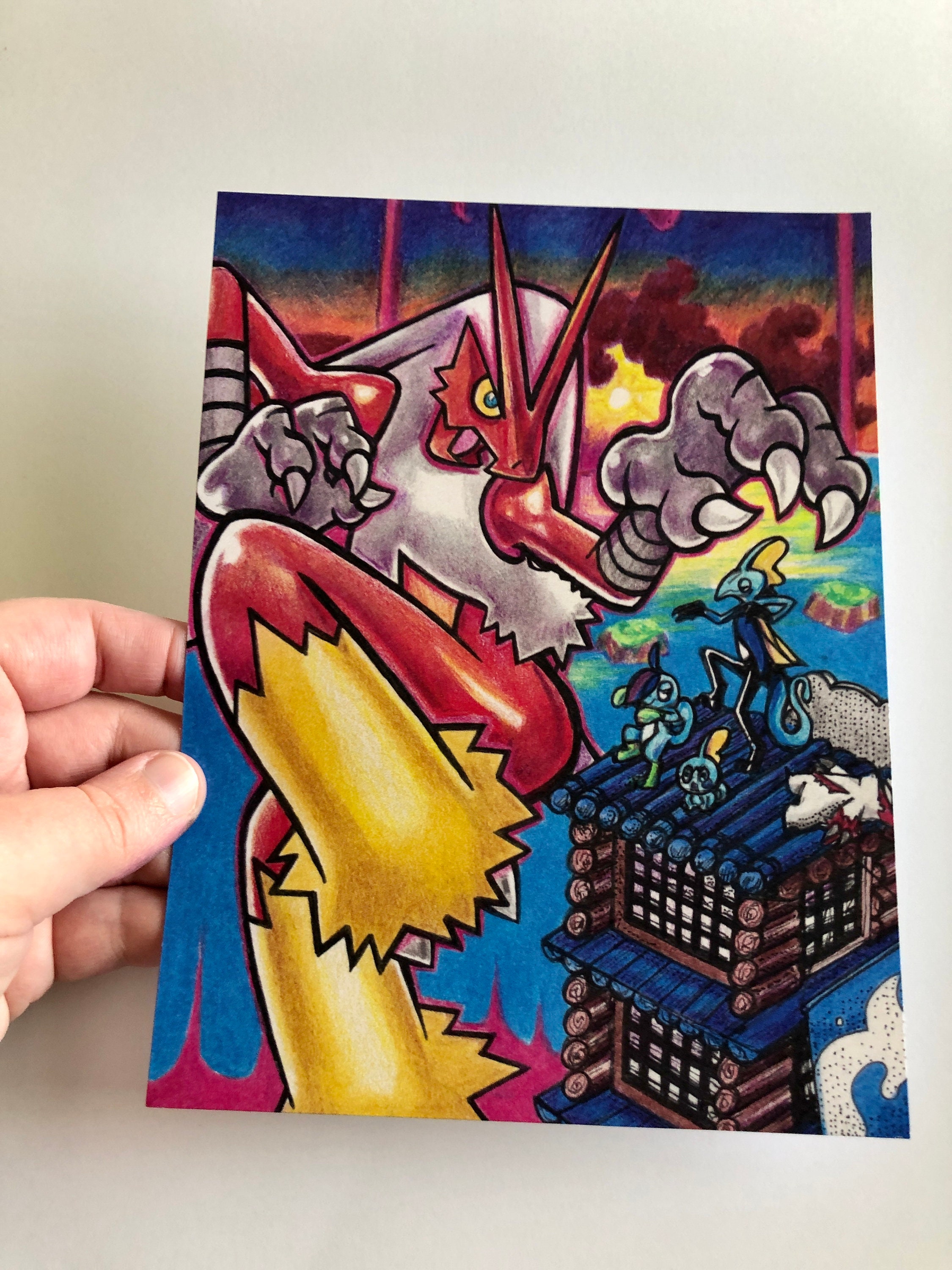 Unofficial Fan Art Print of Hand Drawn Blaziken VMAX Alternate - Etsy