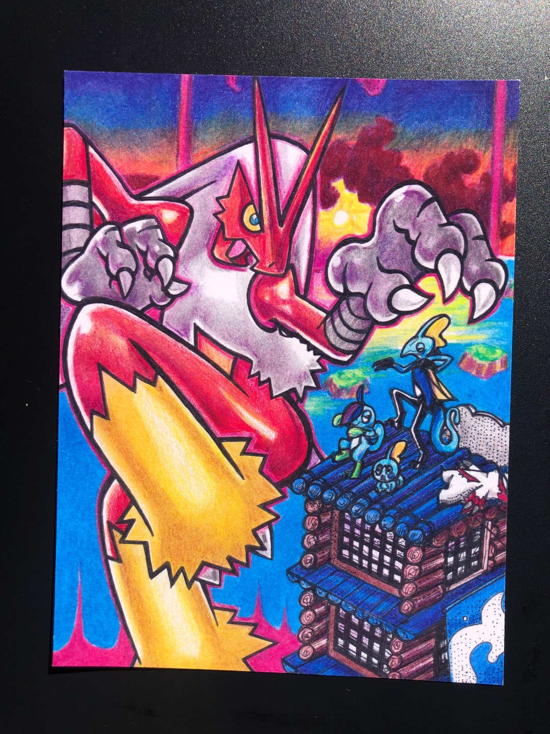 Unofficial Fan Art Print of Hand Drawn Blaziken VMAX Alternate - Etsy