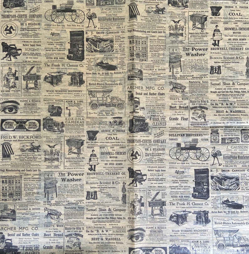 Vintage Style Newsprint Tissue Paper, 20”x30” 12 Sheets Old Time ...