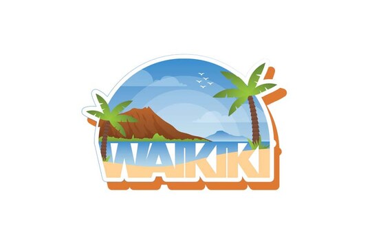 Waikiki Hawaii Sticker - Etsy