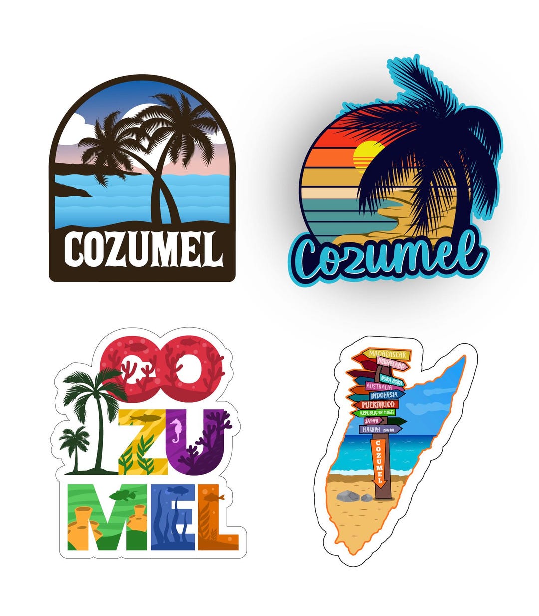 Cozumel Sticker Pack-pack of 4 - Etsy