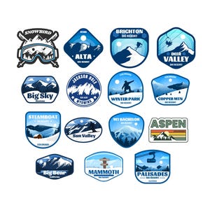 Ski Resort Sticker Pack-15 Pack - Etsy