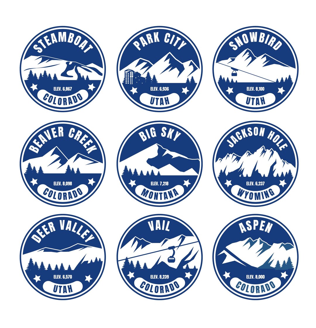 Ski Resort Sticker Pack-9 PACK - Etsy
