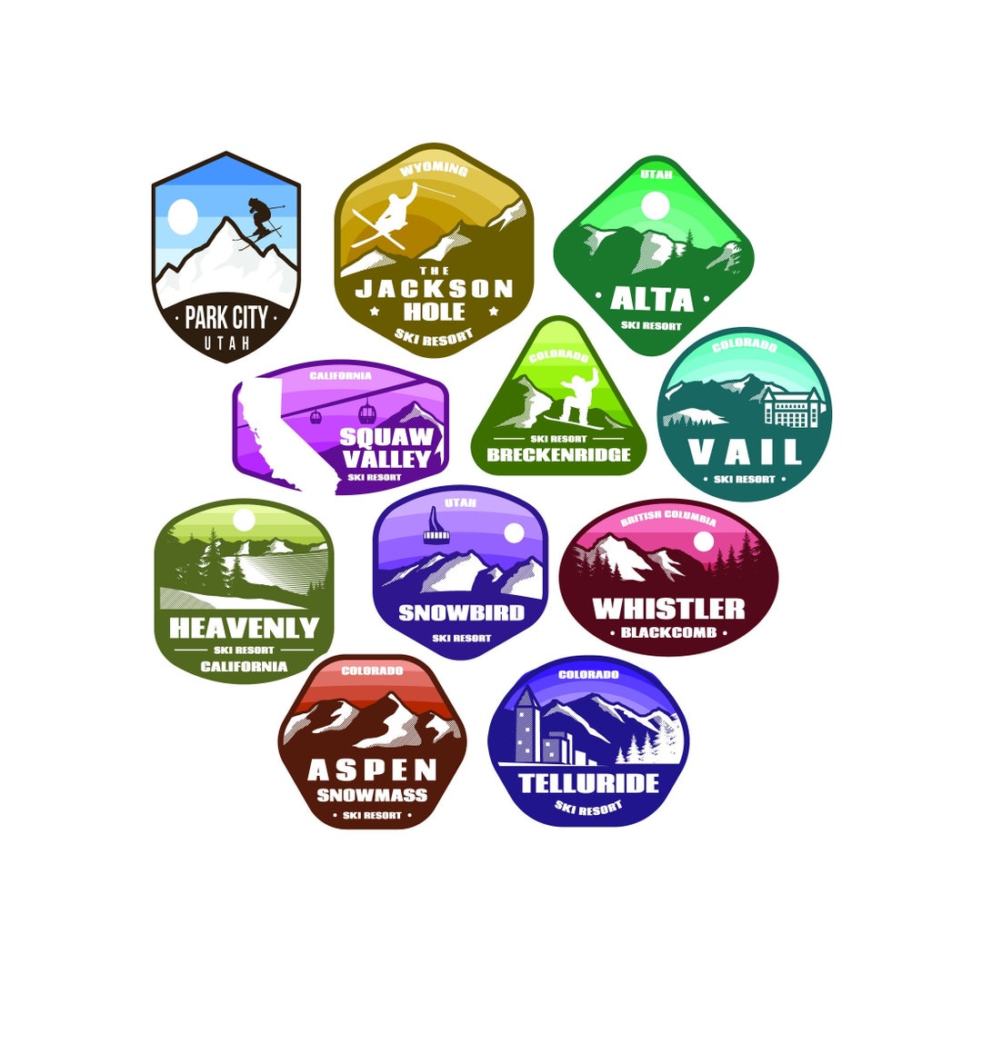 Ski Resort Sticker Pack - Etsy