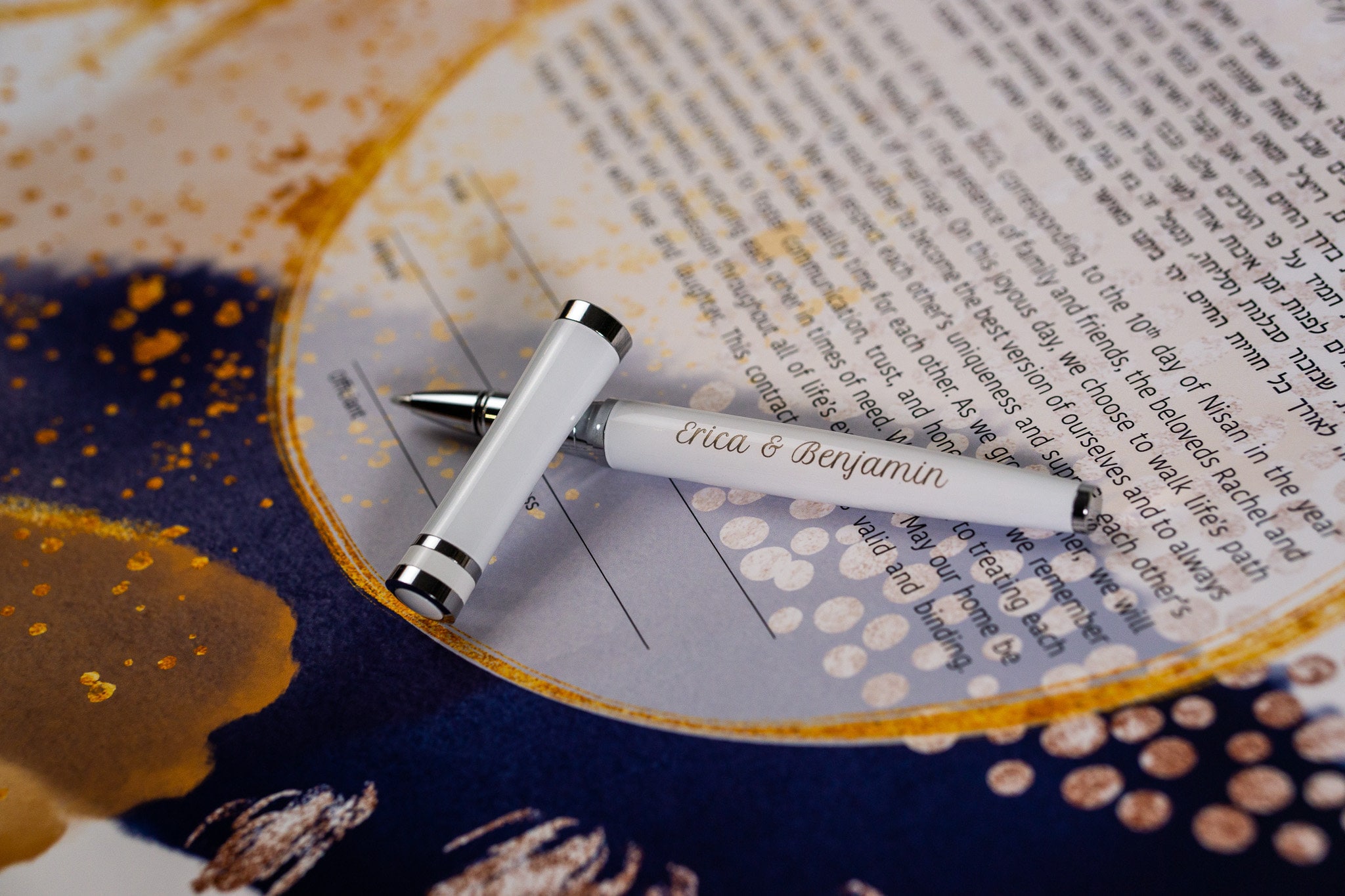 Blue and Gold Leaf Modern Ketubah Custom Print Wedding - Etsy