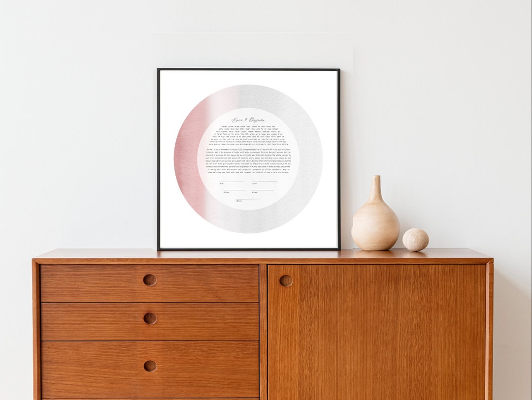 Pink Watercolor Modern Ketubah | Custom Ketubah Art Marriage ...