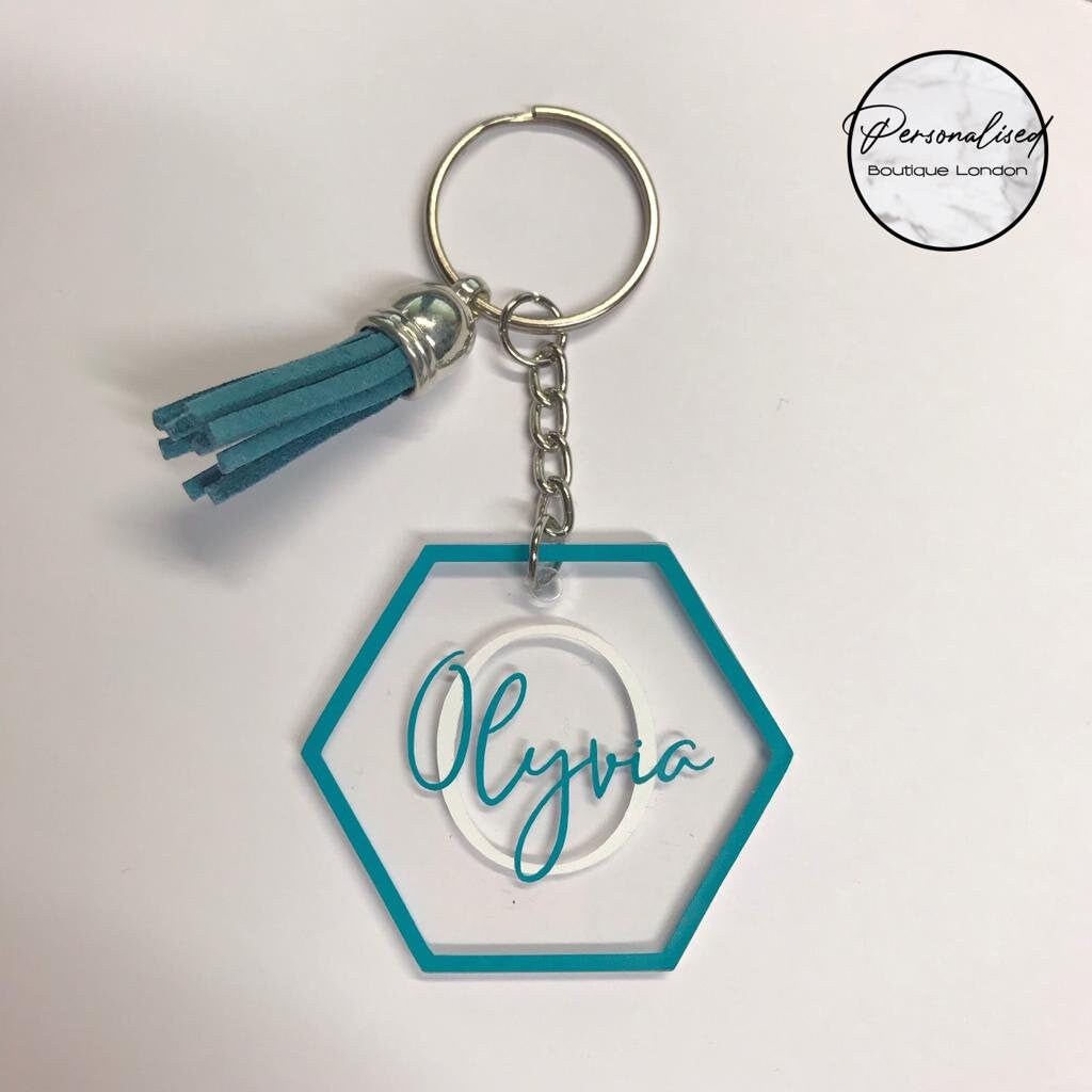 Personalised Keyring / Personalised Acrylic Name Keyring / - Etsy.de