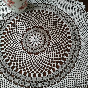 Grey and White Handmade Carnation Doily. 20ins Diameter - Etsy UK