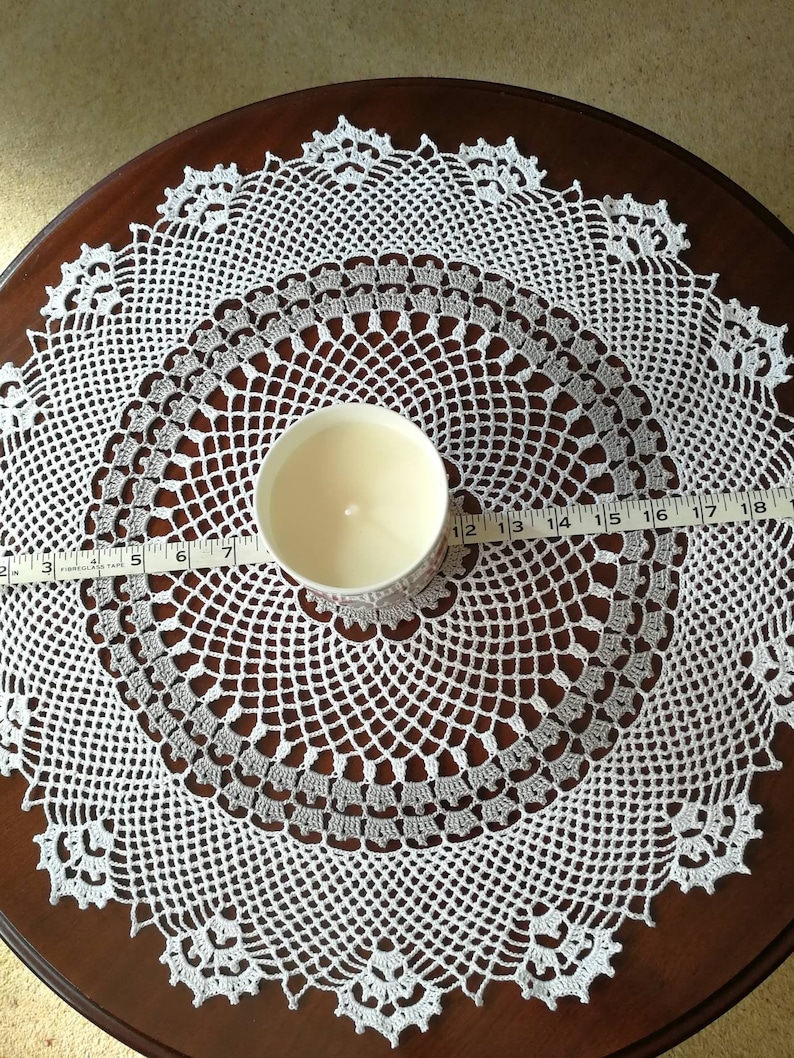 Grey and White Handmade Carnation Doily. 20ins Diameter - Etsy UK