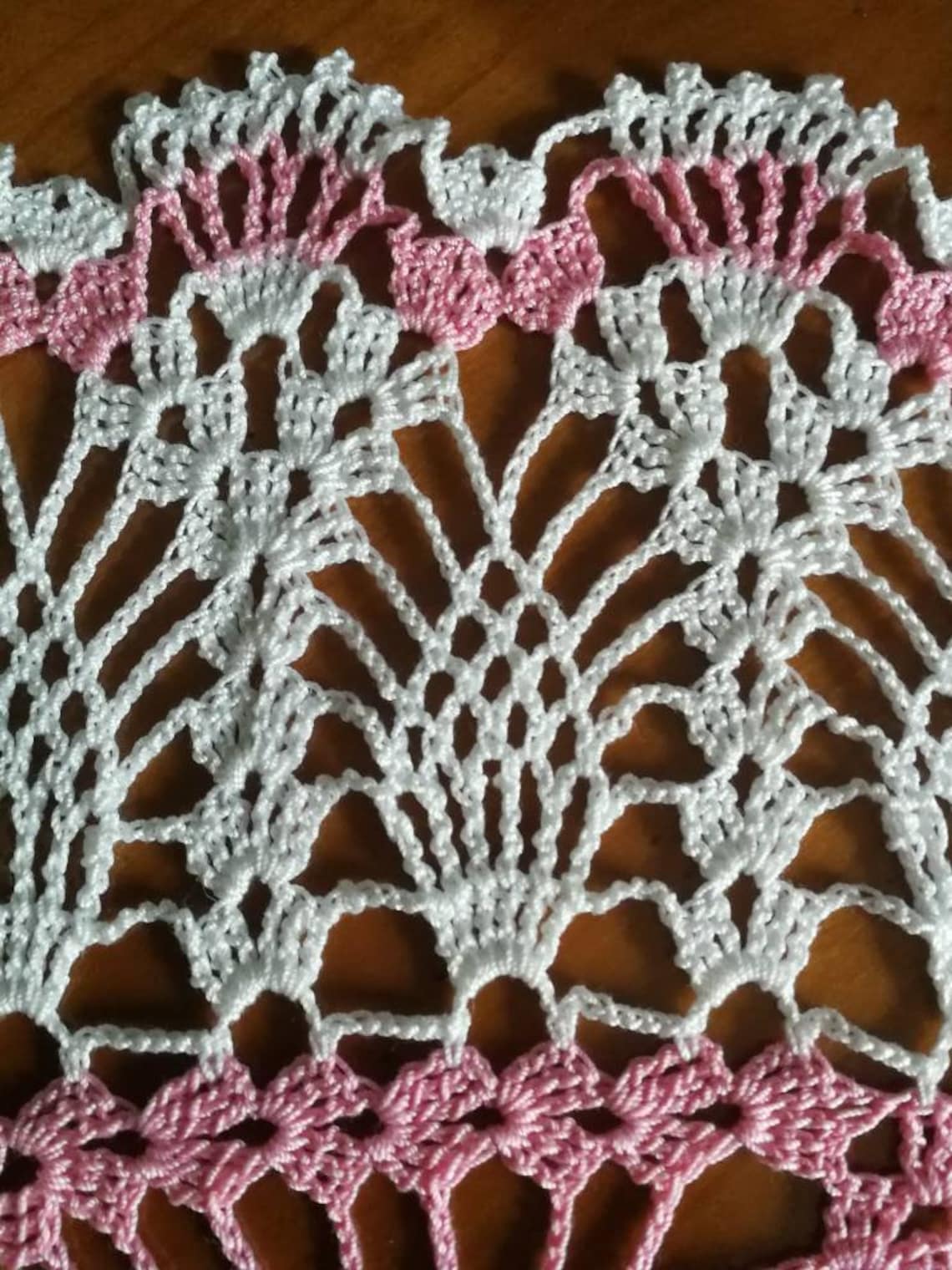 Pink and White Pineapple Handmade Large Oblong Doily/runner 30.5x14 ...