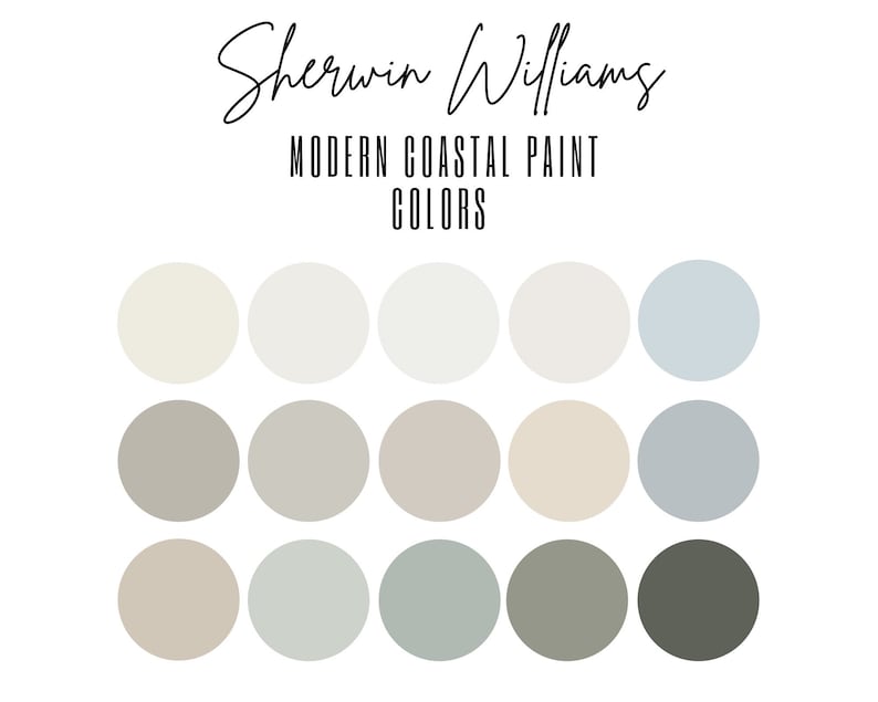 Paleta de colores de pintura costera moderna, Sherwin Williams, paleta ...