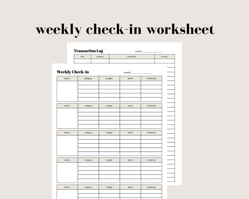 Weekly check-in and transaction log template pdf printable - Etsy Nederland Weekly check-in and transaction log template pdf printable - Etsy Nederland