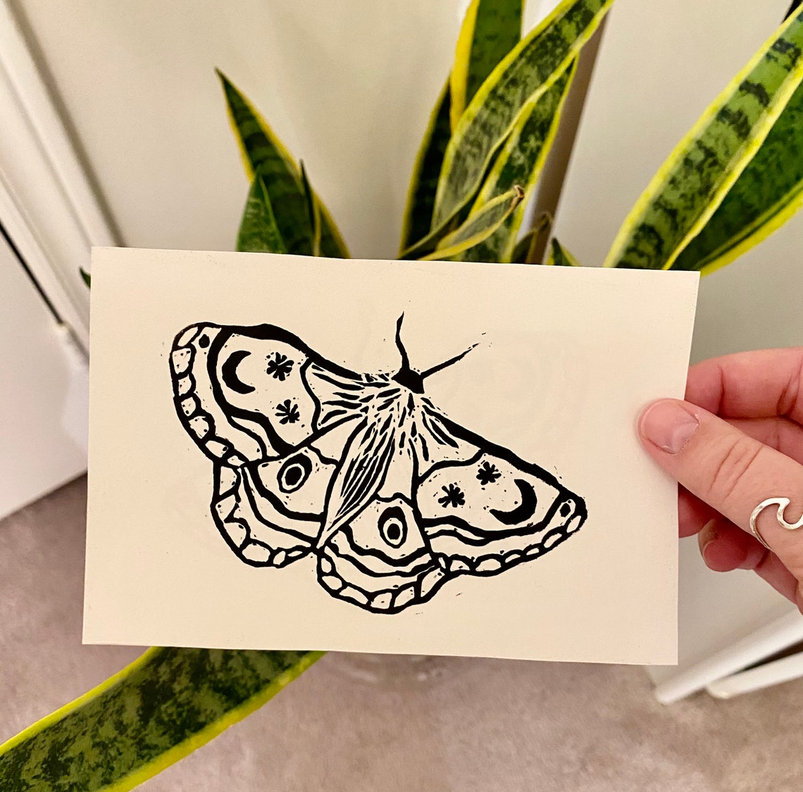 Cosmic Moth Linocut Print Minimalist Art Decor - Etsy Canada