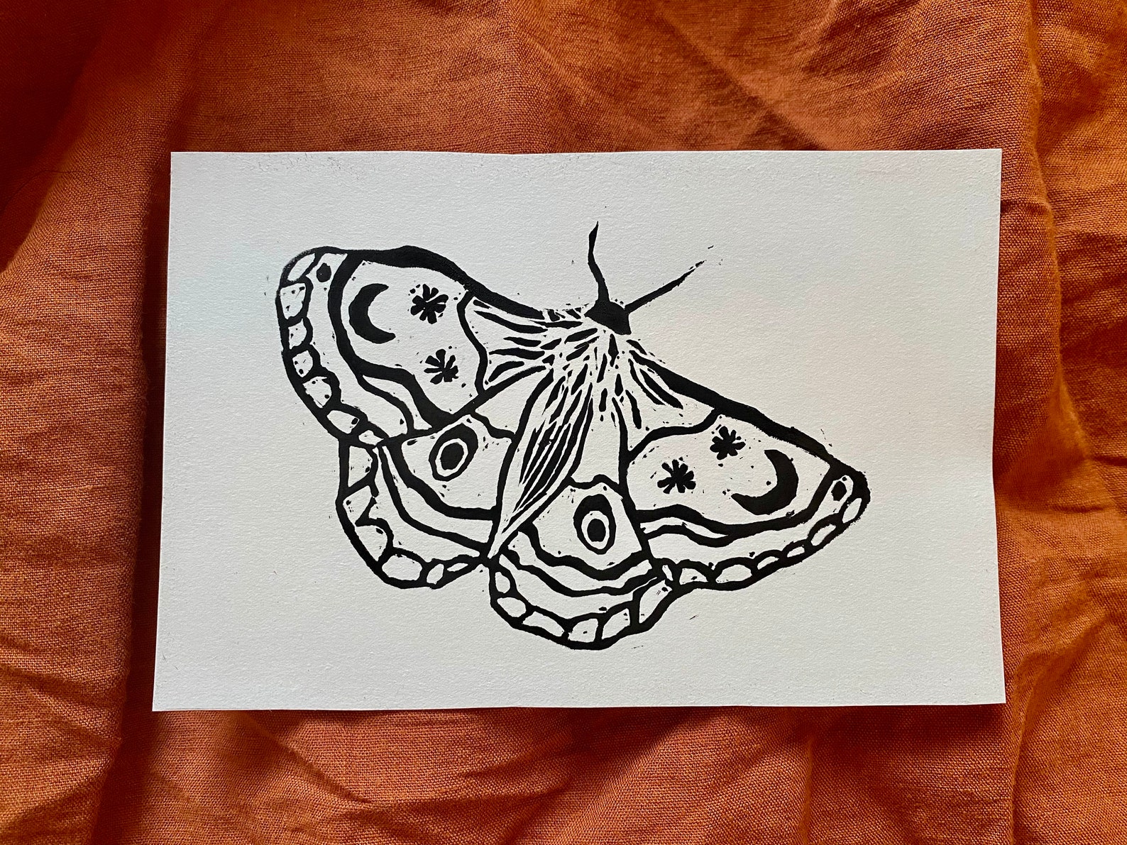 Cosmic Moth Linocut Print Minimalist Art Decor - Etsy Canada