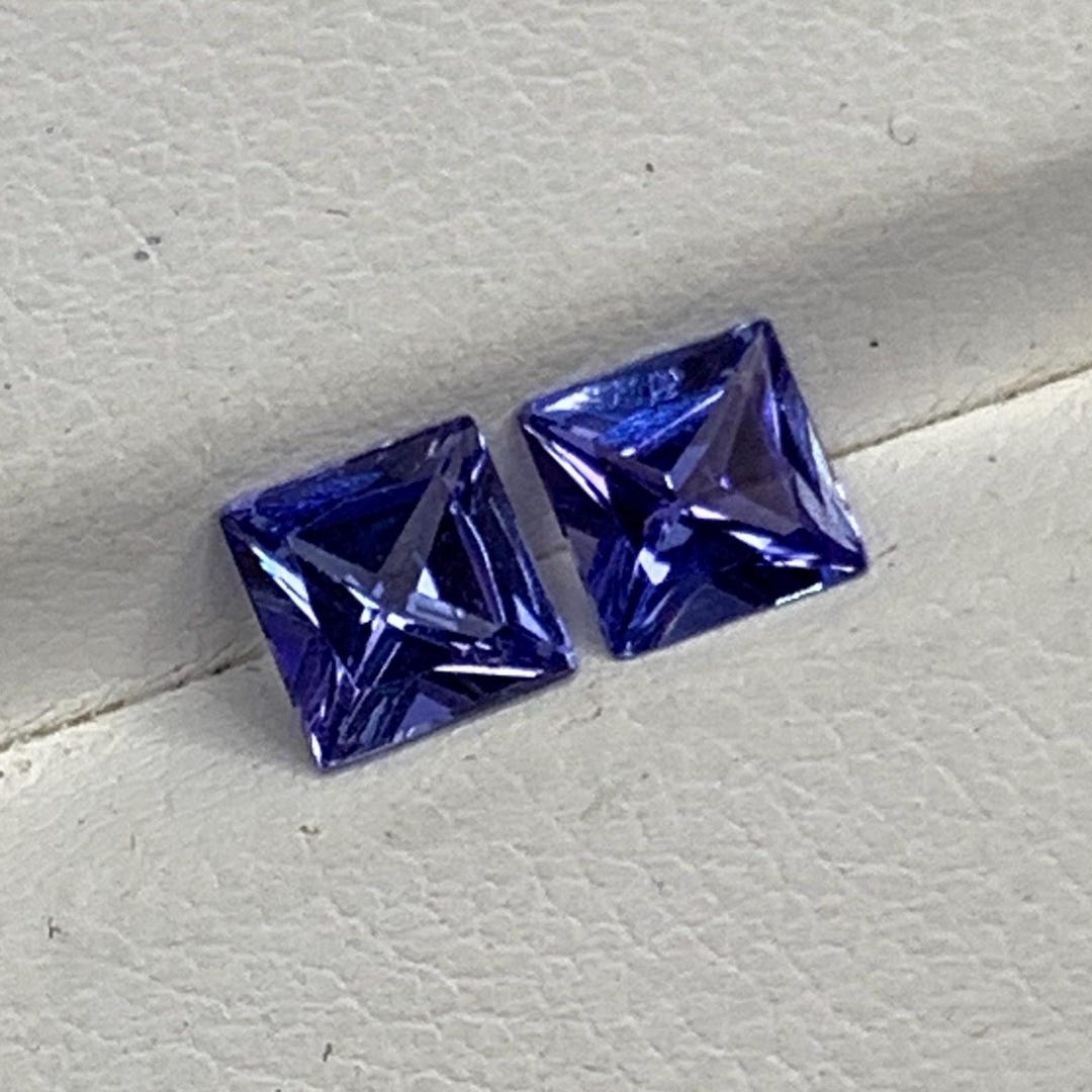 Matched Pair Princess Cut Tanzanite | December Birthstone Square ...