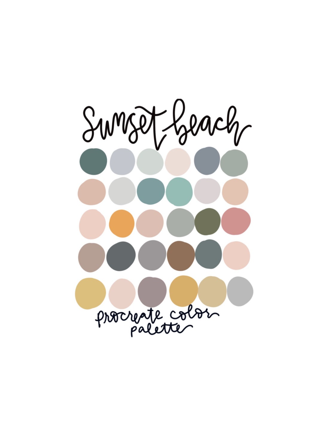 Sonnenuntergang Strand PROCREATE COLOR PALETTE Farbpalette, iPad ...