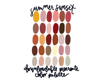 Procreate Color Palette Color Swatches Sunshine Warm Bright Summer iPad ...